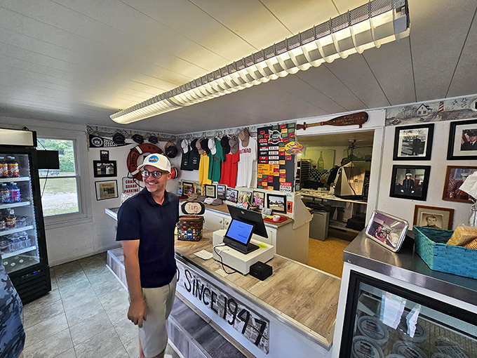 The counter where pasty dreams come true, complete with "FAMILY OWNED" proudly displayed&mdash;no corporate chain could replicate this authentic experience.