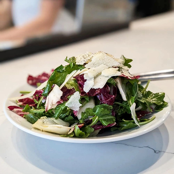 A salad that actually deserves your attention. Those shavings of Parmigiano-Reggiano are like finding extra money in your pocket.