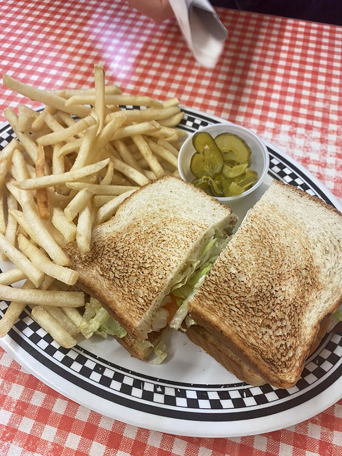 The sandwich &ndash; perfectly toasted, the fries &ndash; golden crisp, the pickles &ndash; tangy punctuation marks in this lunch sonnet.