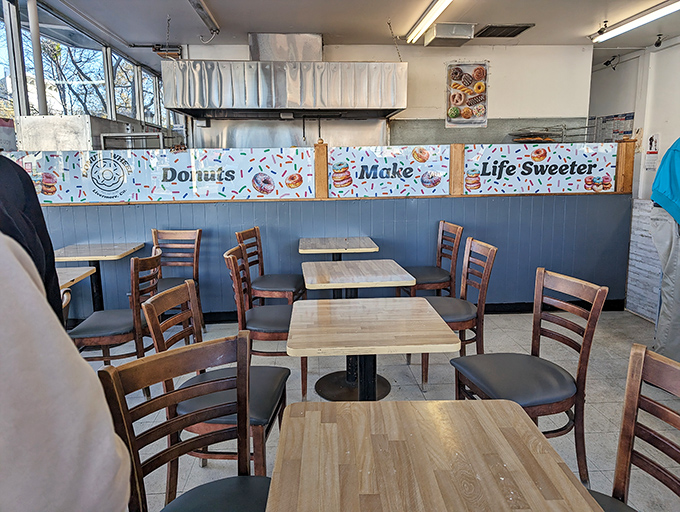 The no-frills dining area says, "We put our energy into the donuts, not the decor," and honestly, that's exactly how it should be.