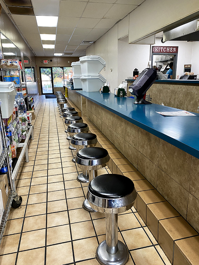 The counter where cheesesteak dreams come true. These stools have supported more happy eaters than a therapist's couch, and with better results.