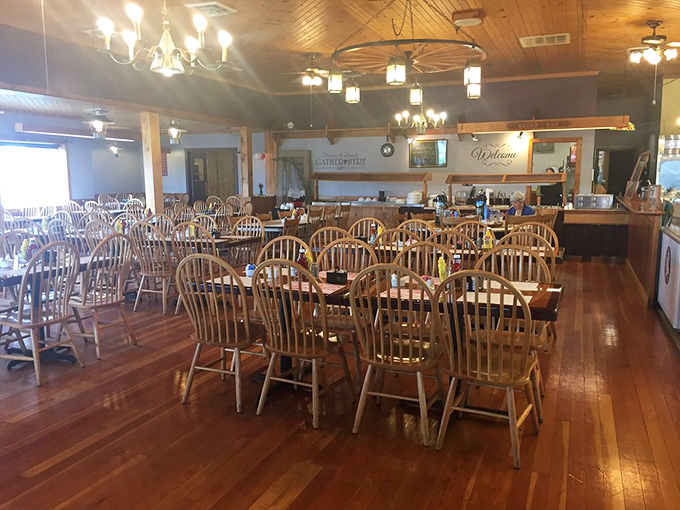 The dining room before the breakfast rush&mdash;the calm before the delicious storm. Those chairs have supported generations of happy eaters.