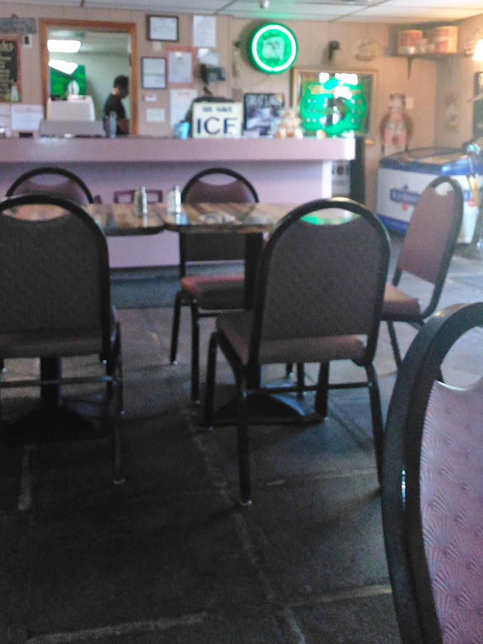 The dining area whispers stories of countless meals shared, deals made, and first dates that turned into marriages.