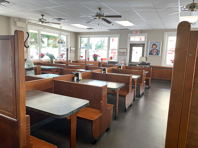 Empty booths waiting for their next story. Each table has hosted first dates, family reunions, and countless "we need to talk" conversations.