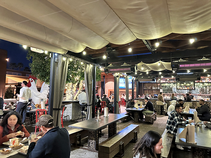 The covered patio offers the perfect balance of indoor comfort and outdoor vibes&mdash;because San Diego weather deserves to be part of your dining experience.