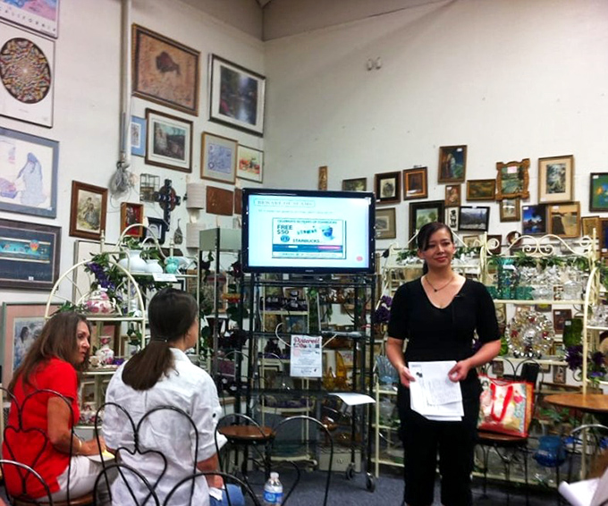 Knowledge sharing happens organically at the Brass Armadillo. These informal gatherings turn shopping into community and education.