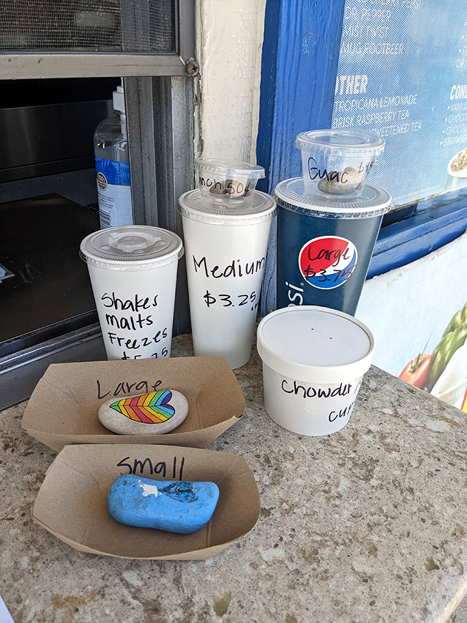 Order sizes explained with painted rocks&mdash;because sometimes the most charming systems are the ones that haven't changed in decades.