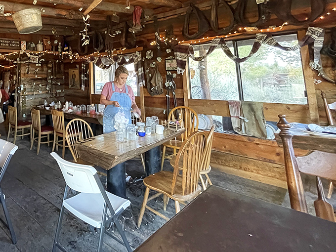 The dining room awaits its next wave of pilgrims. Those wooden chairs have supported more food-induced euphoria than a therapist's couch.