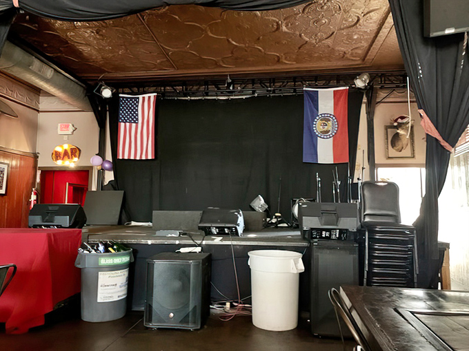 When the music starts, this unassuming stage transforms into the beating heart of Springfield's vibrant local music scene.