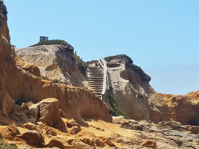 Stairway to heaven? Close enough. These steps carved into the bluff offer passage between two worlds.