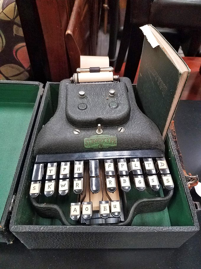 This vintage stenotype machine isn't just obsolete technology&mdash;it's mechanical poetry. Before Siri transcribed our thoughts, human fingers danced across these keys, capturing history one syllable at a time.
