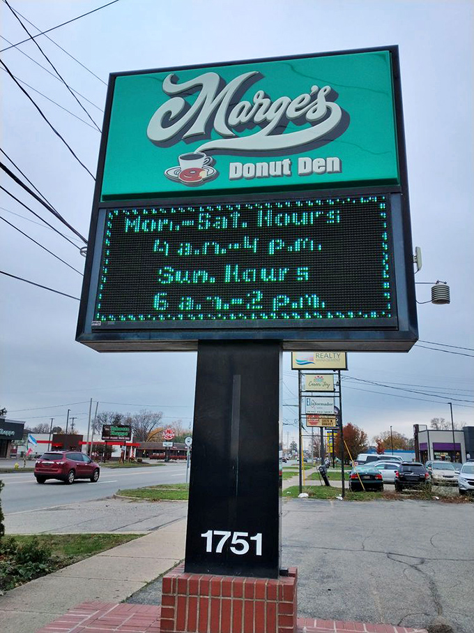 The iconic green sign beckons donut lovers with generous hours &ndash; because cravings don't always wait until after sunrise.