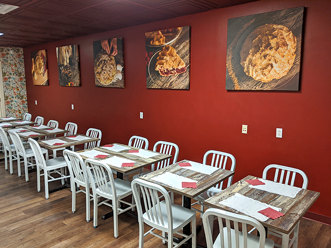 Tables set with rustic simplicity, because when the food is this good, you don't need fancy linens or elaborate place settings to create a memorable experience.