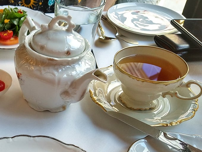 Tea service that transports you to a more civilized era, where conversations linger and flavors develop with each steaming sip.