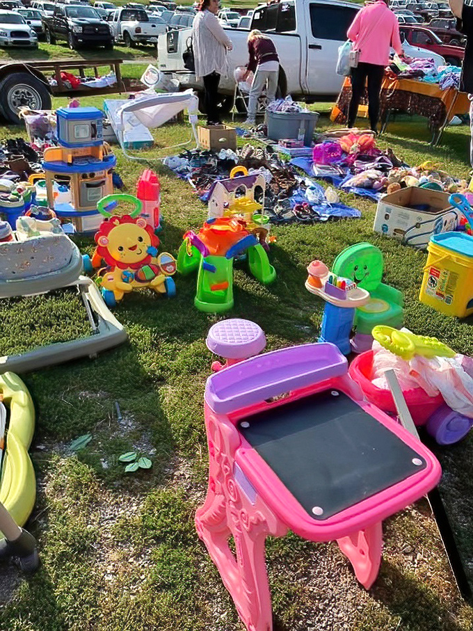 Toy department, flea market style! From play kitchens to riding toys, these plastic wonders cost a fraction of retail&mdash;just hose them down and they're good as new!