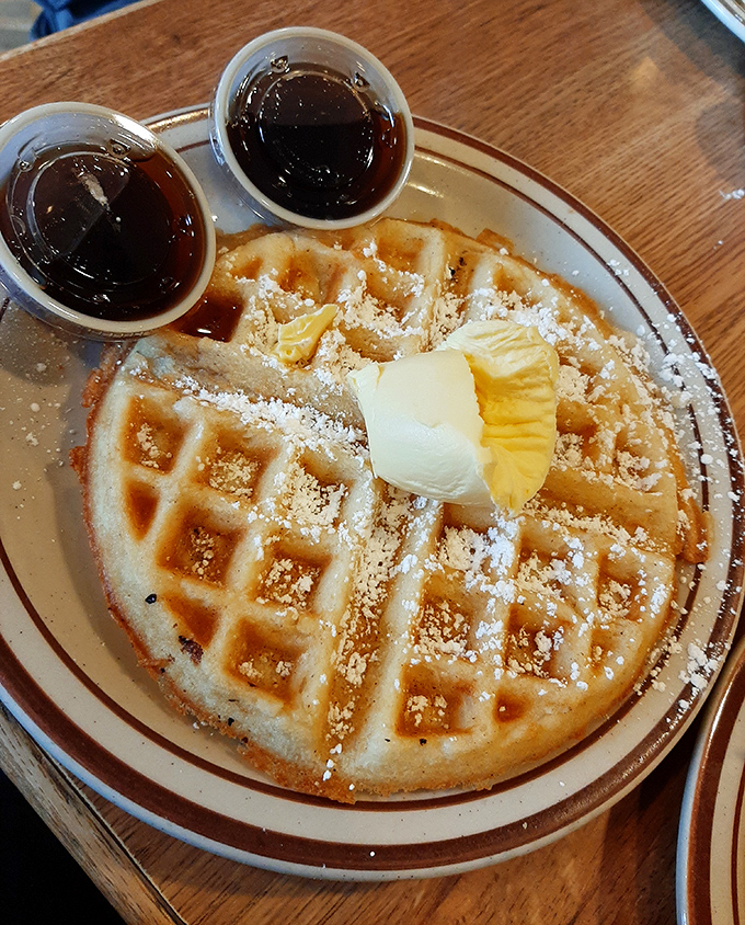 The waffle that launched a thousand maple syrup rivers. That pat of butter slowly melting is nature's most beautiful slow-motion event.