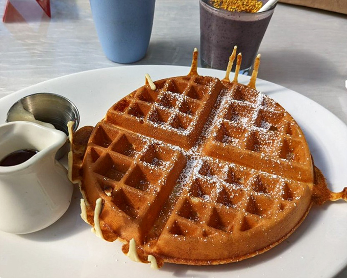 The perfect waffle doesn't exi&mdash; Oh wait, here it is. Golden, crisp exterior hiding fluffy secrets within. Maple syrup standing by.