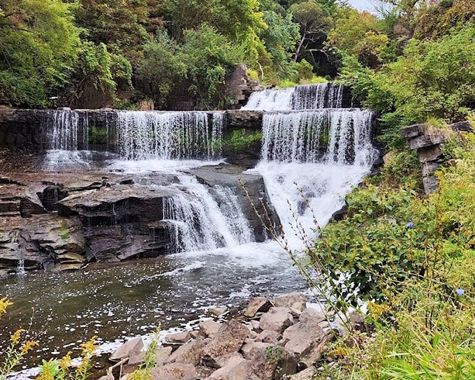 Not far from Cherry Springs, cascading waterfalls provide daytime drama before the night sky steals the show.