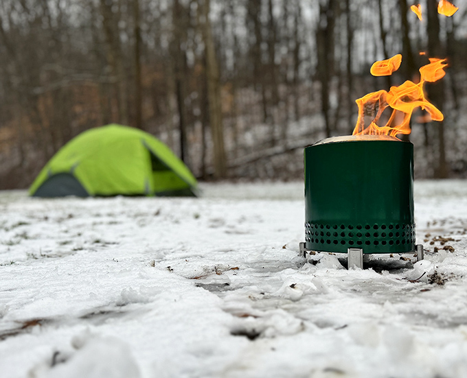 Winter camping: where the cold outside makes the warmth inside your tent feel like a five-star resort. Marshmallows not included.