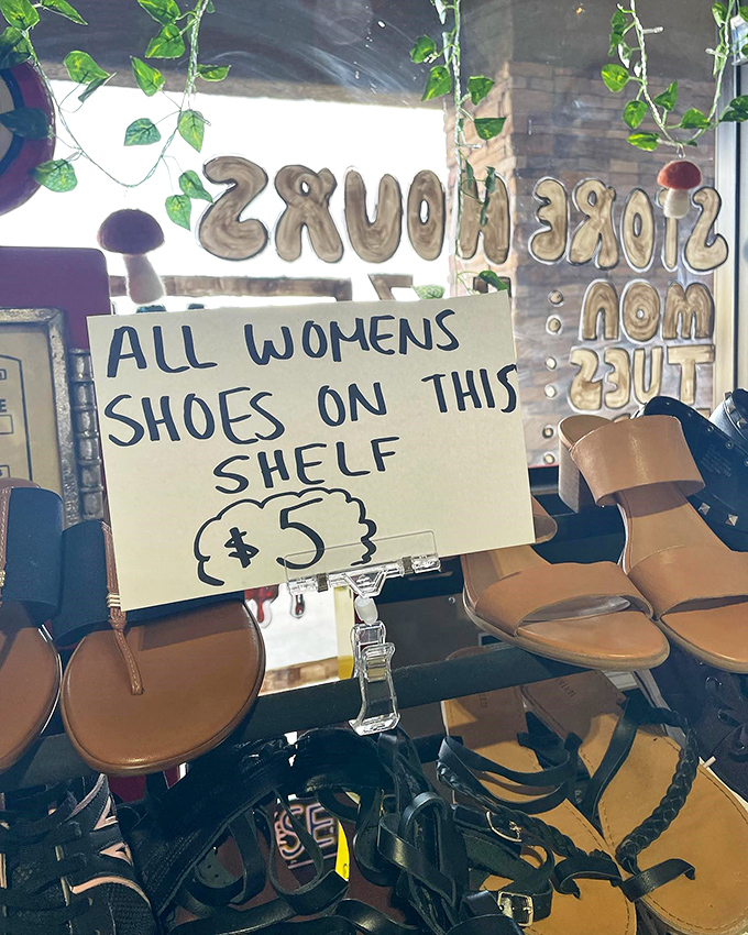 "All women's shoes on this shelf $5" might be the seven most beautiful words in the English language for footwear enthusiasts.
