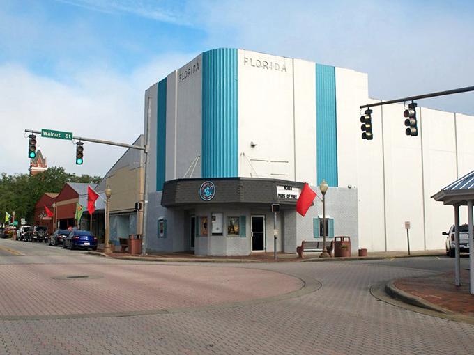 Lights, camera, nostalgia! Starke's Florida Theater wears its Art Deco style like Audrey Hepburn wore pearls—effortlessly classic.