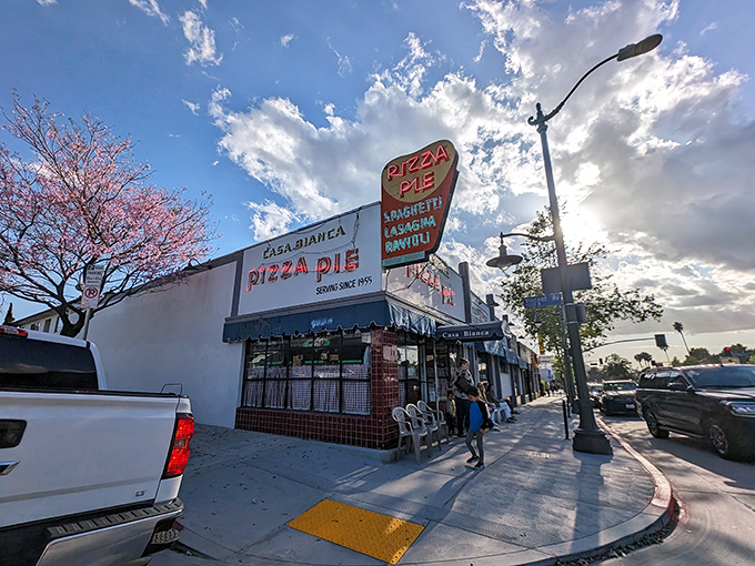 The vintage charm of Casa Bianca's exterior hints at the time-tested pizza perfection that awaits inside this LA institution.Add to Conversation