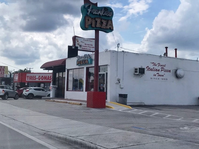 That classic roadside architecture represents decades of satisfied customers and perfect pies.