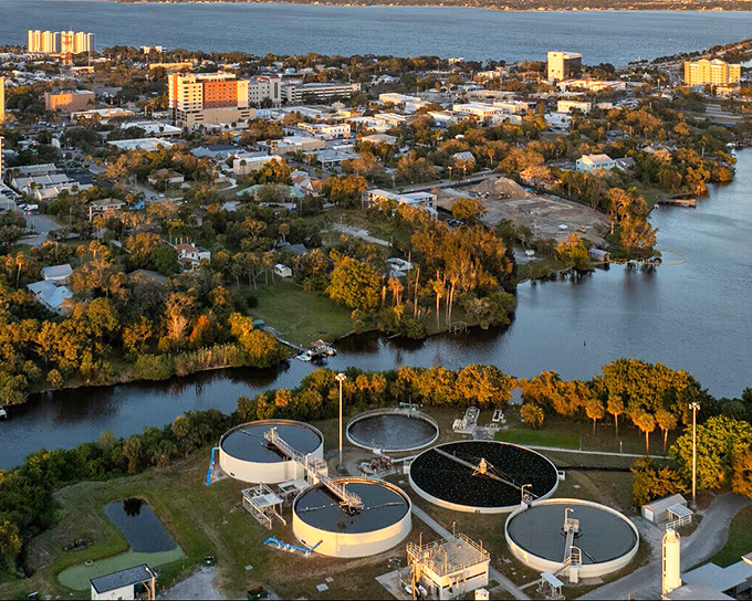 Aerial view of Melbourne shows why it's a Space Coast gem. Water on both sides, reasonable prices in between &ndash; that's smart retirement geography!Add to Conversation
