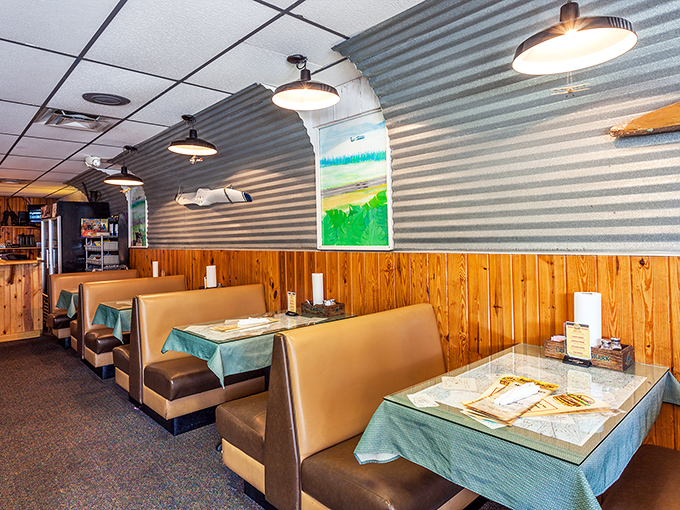Corrugated metal walls and wooden booths create that "been here forever" vibe that no designer could replicate. Authenticity you can feel.