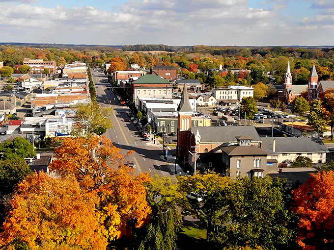 Fall paints Marshall in its finest colors, revealing a town where church steeples still punctuate the skyline and streets follow the gentle rhythm of history.