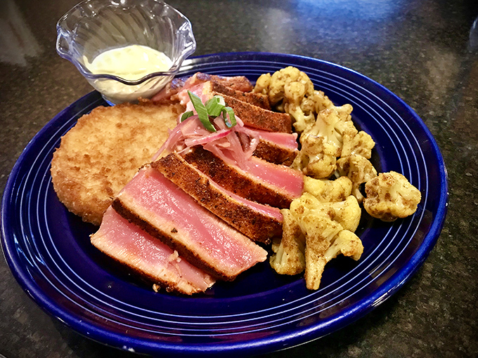 Seared ahi tuna that's blushing pink in the center – proof that this diner's talents extend well beyond breakfast classics.