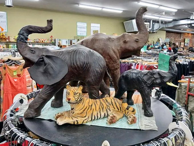 This menagerie of elephants and tigers would make any living room a wild conversation starter for less than a zoo ticket.