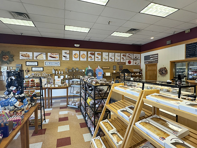 The shop's interior balances bakery efficiency with homey warmth&mdash;where pie selection becomes the day's most important decision.
