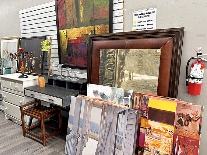 The art section: where someone else's "it doesn't match our new couch" becomes your living room's conversation-starting masterpiece.