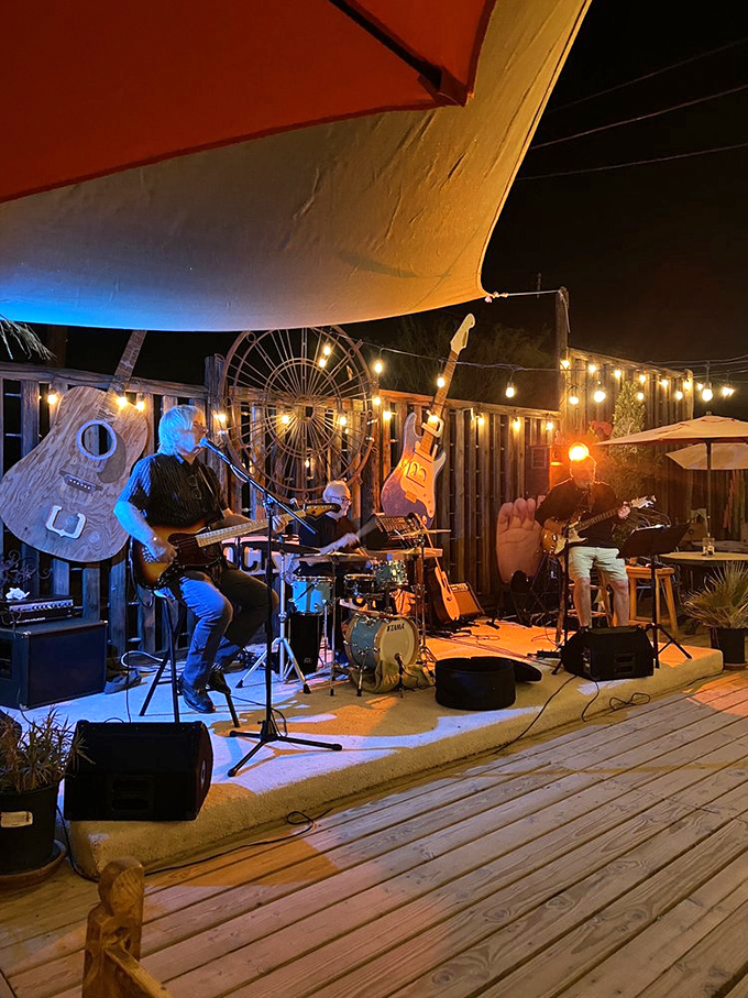 Night falls and the music rises&mdash;local bands transform the wooden deck into the most authentic concert venue you'll ever find.