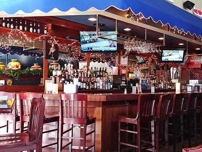 Another angle of the welcoming bar area where locals gather and visitors become instant regulars over drinks.