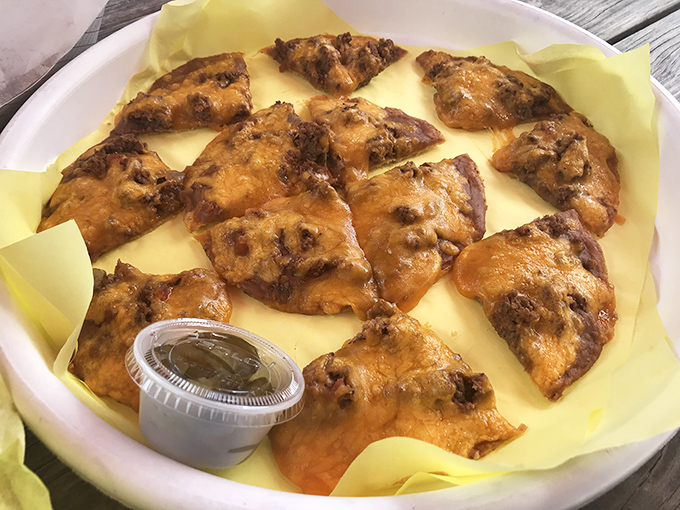 These nachos deserve their own ZIP code. Each chip perfectly positioned to maximize its cheese-to-bean ratio.