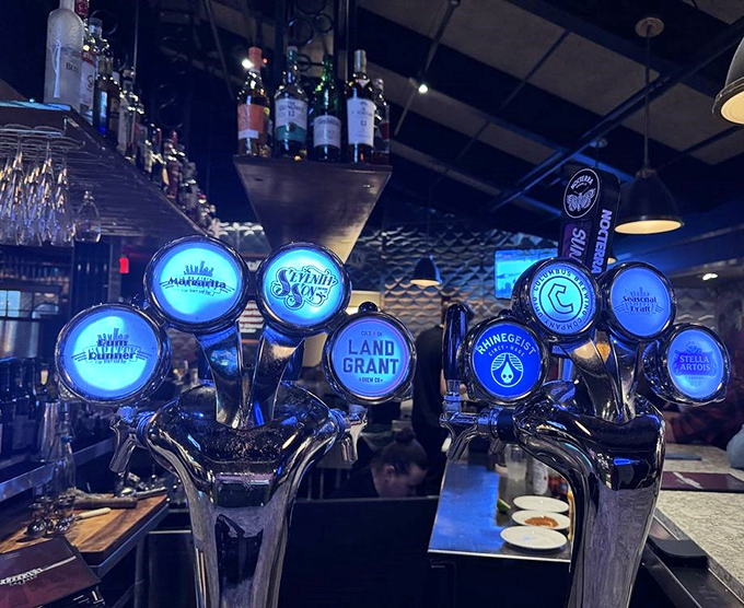 A lineup of local brews on tap, each one a liquid ambassador from Ohio's thriving craft beer scene.