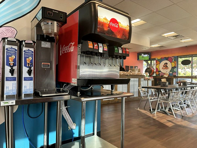 Self-serve beverages: where you become the architect of your own thirst destiny. The perfect complement to sandwich artistry.