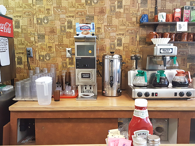 The beverage station stands ready to fuel caffeine addictions and complement every delicious bite perfectly.
