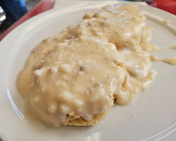 These biscuits and gravy aren't just breakfast&mdash;they're an edible hug that says "today's going to be alright." Comfort food personified.