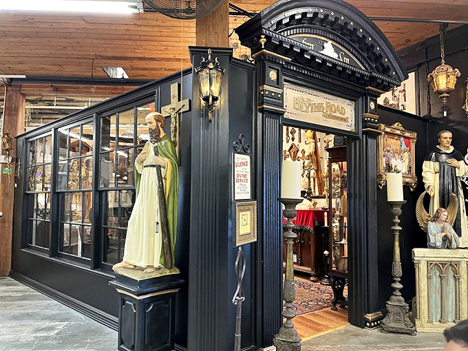 Step into "Blythe Road," a shop-within-a-shop where religious statuary stands guard over treasures of a higher order.