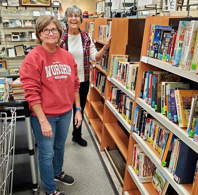 Book lovers browse literary treasures while volunteers organize knowledge that spans every genre imaginable.