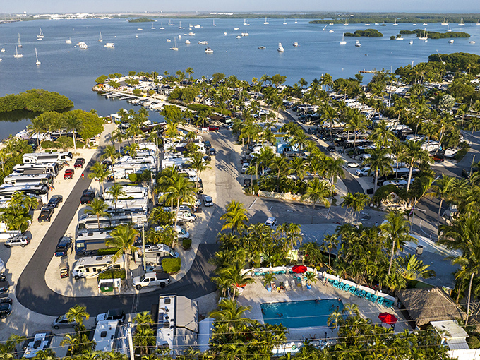 Where snowbirds nest year-round: this Keys campground offers waterfront real estate at a fraction of the mainland price.