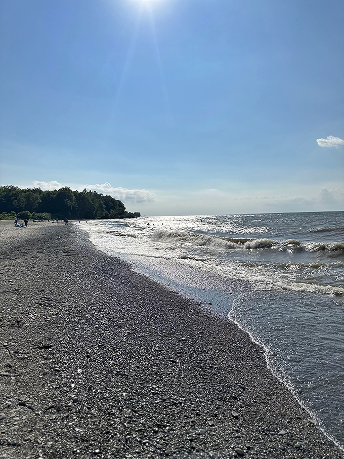 Breakwater Beach's shoreline isn't pristine white sand, but those Lake Erie waves sound just as soothing as any tropical paradise.