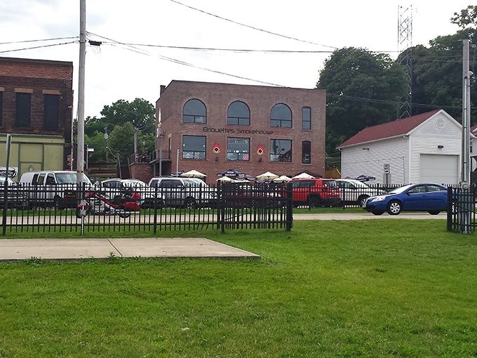 This unassuming brick building houses Briquettes Smokehouse, where Lake Erie's bounty meets the transformative magic of hardwood smoke.