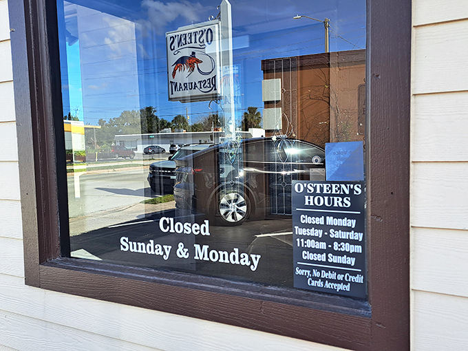 Hours posted like commandments – thou shalt not arrive on Sunday expecting hush puppies.