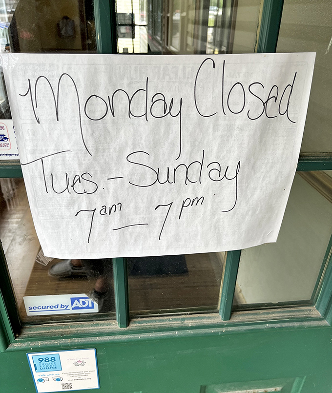 Hours posted with charming simplicity&mdash;because when you're this good, you deserve Mondays off to recover from feeding the masses.