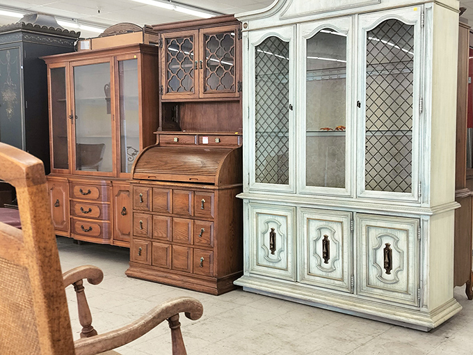 These vintage cabinets have witnessed decades of family dinners and holiday gatherings&mdash;now ready for their next chapter of domestic drama.