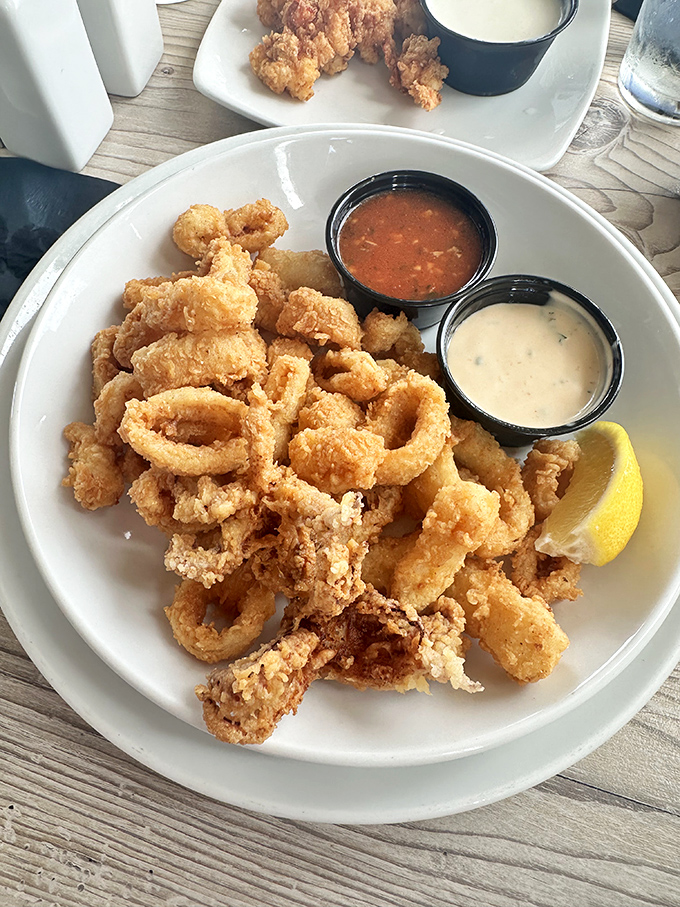 Calamari so perfectly fried it makes you wonder why anyone would ever order anything else as an appetizer.